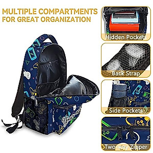 CUSPCOD Personalized Gamer Backpack for Boys, 16 Inch Gaming Backpacks for School, Cool, Adjustable Straps, Durable, Lightweight, Large Capacity Bookbag for Kids