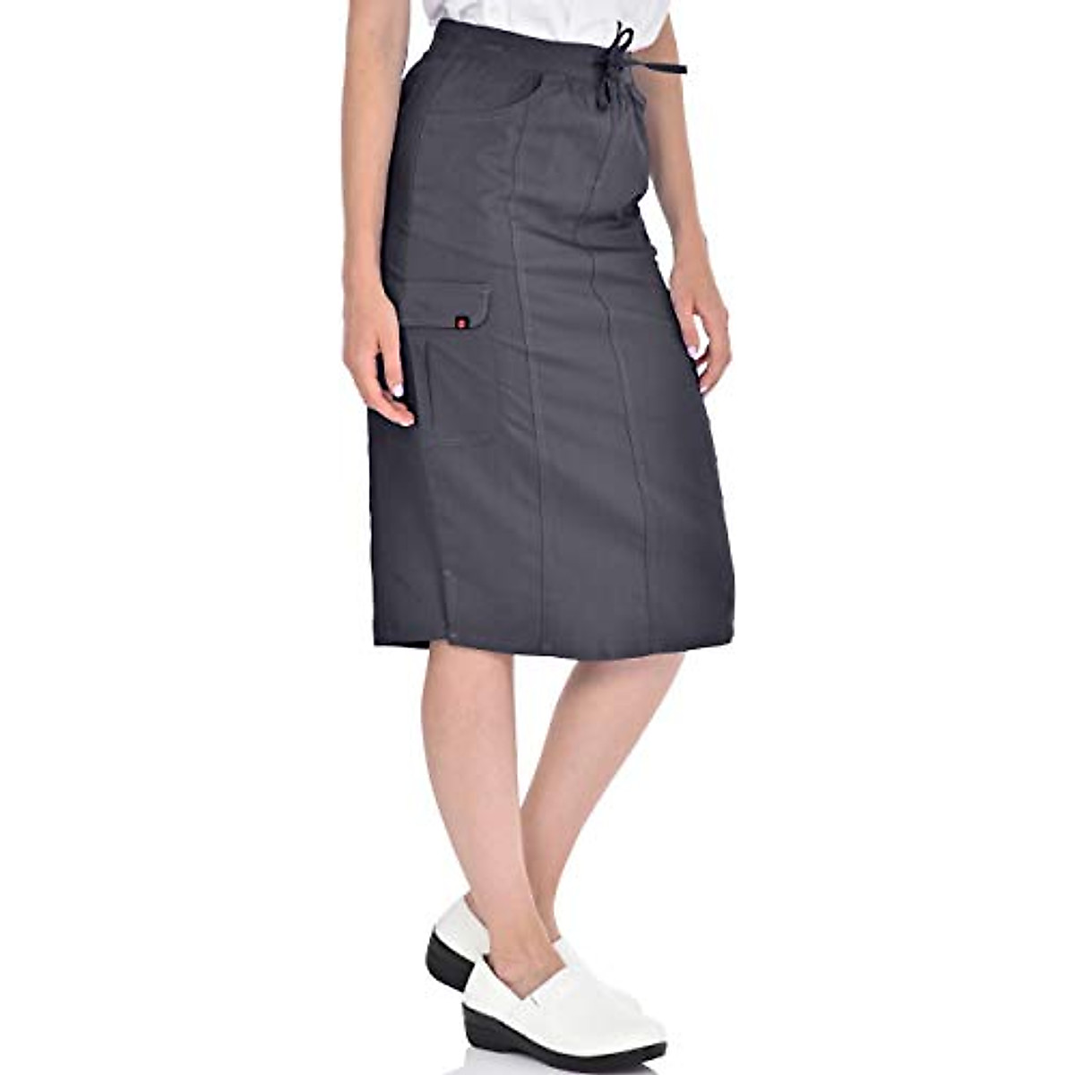Marilyn Monroe Professional Stretch Five Pocket 'Debra' Scrub Skirt, Pewter, L