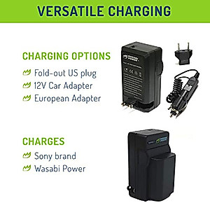 Wasabi Power NP-FZ100 Battery (2-Pack) and Charger for Sony FX3, a1, a9, a9 II, a7C, a7R III, a7R IV, a7S III, a7 III, a7 IV, a6600
