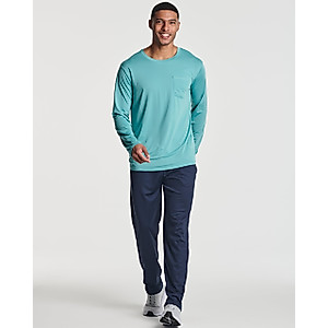 4 Pack:Men’s Long Sleeve Pocket T-Shirt Workout Quick Dry Crew UPF Sun Fishing Dri Fit Gym Tee Athletic Active Performance Casual Wicking Exercise Running Cool Sport Training Undershirt Top Set 2, XL