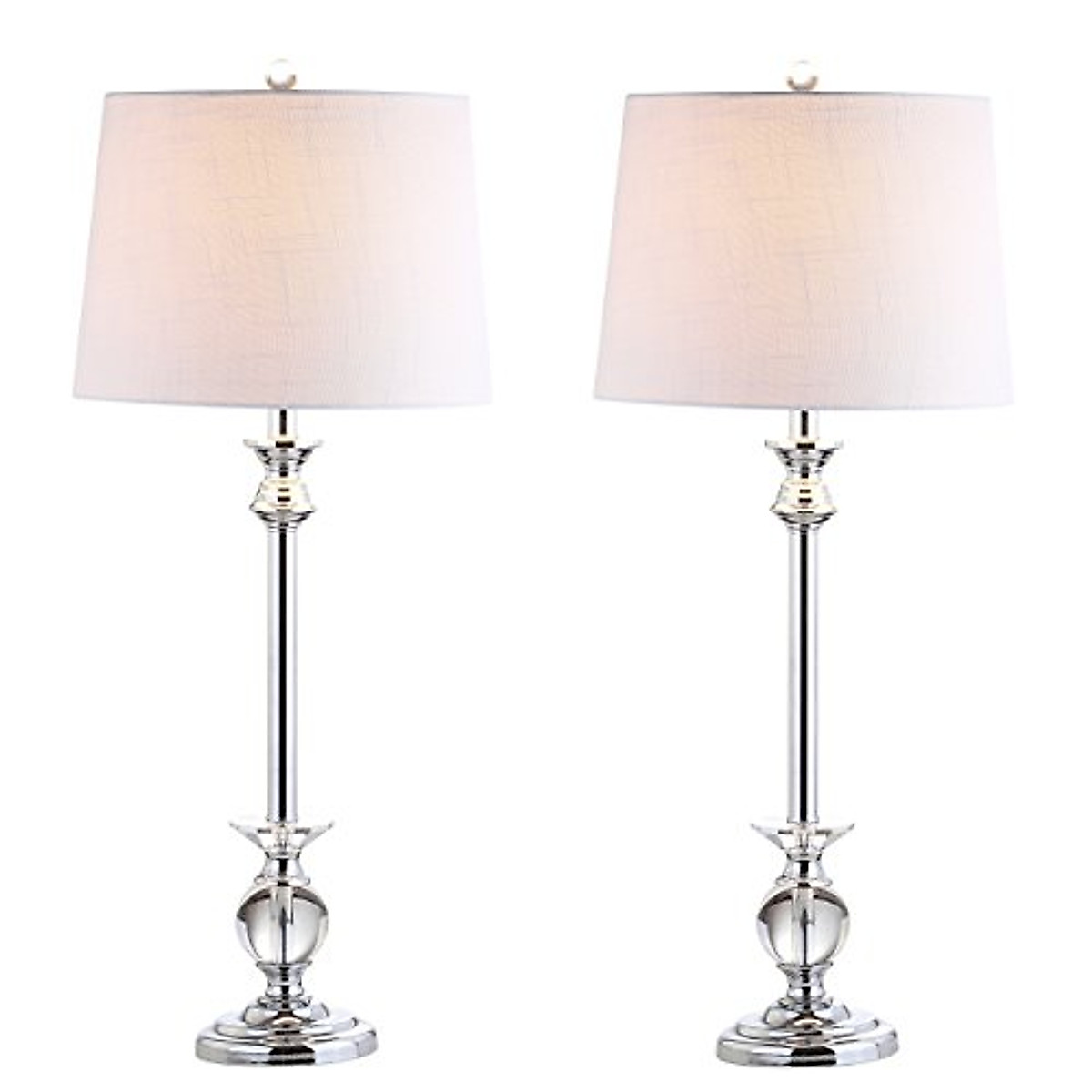 JONATHAN Y JYL2056A-SET2 Set of 2 Table Lamps Elizabeth 33" Crystal/Metal LED Table Lamp Contemporary Bedside Desk Nightstand Lamp for Bedroom Living Room Office College Bookcase, Clear/Chrome