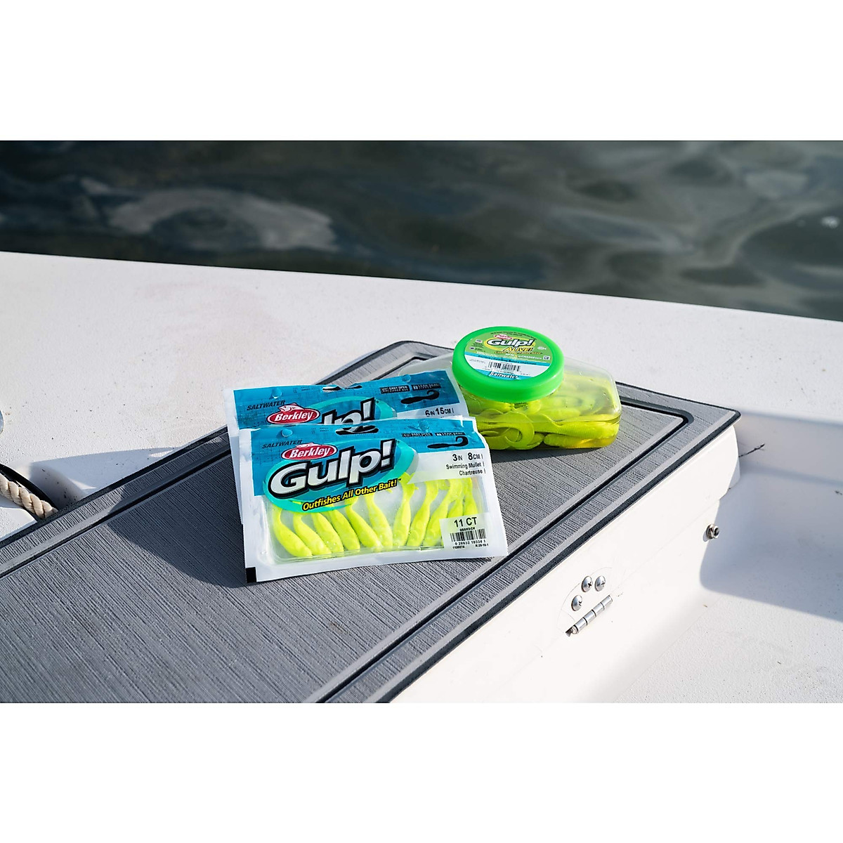 Berkley Gulp! Alive! Swimming Mullet Soft Fishing Bait Chartreuse, 3 inch - Pint 4x7