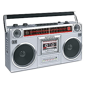 Riptunes Boombox Radio Cassette Player Recorder, AM/FM -SW1/SW2 Radio, Wireless Streaming, USB/Micro SD Slots, Aux in, Headphone Jack, Convert Cassettes to USB/SD, Classic 80s Style Retro, Black
