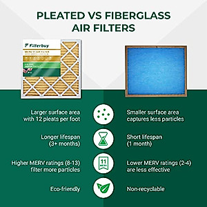 Filterbuy 16x25x5 Air Filter MERV 11 Allergen Defense (2-Pack), Pleated HVAC AC Furnace Air Filters Replacement for Honeywell FC100A1029, Lennox X6670, Carrier P102-1625, Air Kontrol, Bryant, Day & Night, and Payne (Actual Size: 15.75 x 24.75 x 4.38)