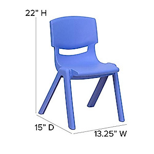 Flash Furniture Whitney 2 Pack Blue Plastic Stackable School Chair with 12" Seat Height