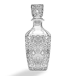 Five Piece Whiskey Decanter and Glasses Set,Clear