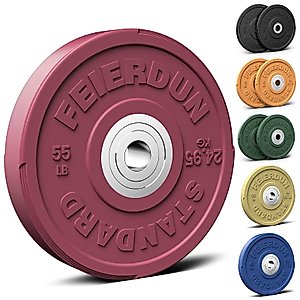 FEIERDUN 2" Color Olympic Bumper Plate Weight Plate for Strength Training - 100% Virgin Rubber