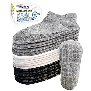 Simply Kids Toddler Socks with Grippers for Boy and Girl 1t-2t 2t-3t, Non Slip Baby Grip Socks for 12-18 18-24 Months