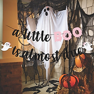 A little Boo Is Almost Due Baby Shower Banner Halloween Baby Shower Banner, Little Boo Baby Shower Banner Decorations for Pink Black Girl Halloween Baby Shower Decorations