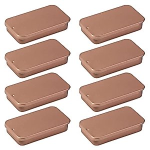 Tighall 8PCS Metal Slide Top Tin Containers Rectangle Tin Box Empty Storage Tins for Lip Balm Candles Crafts Candies Jewelry Crafts (2.2"*1.1"*0.4",Rose Gold)