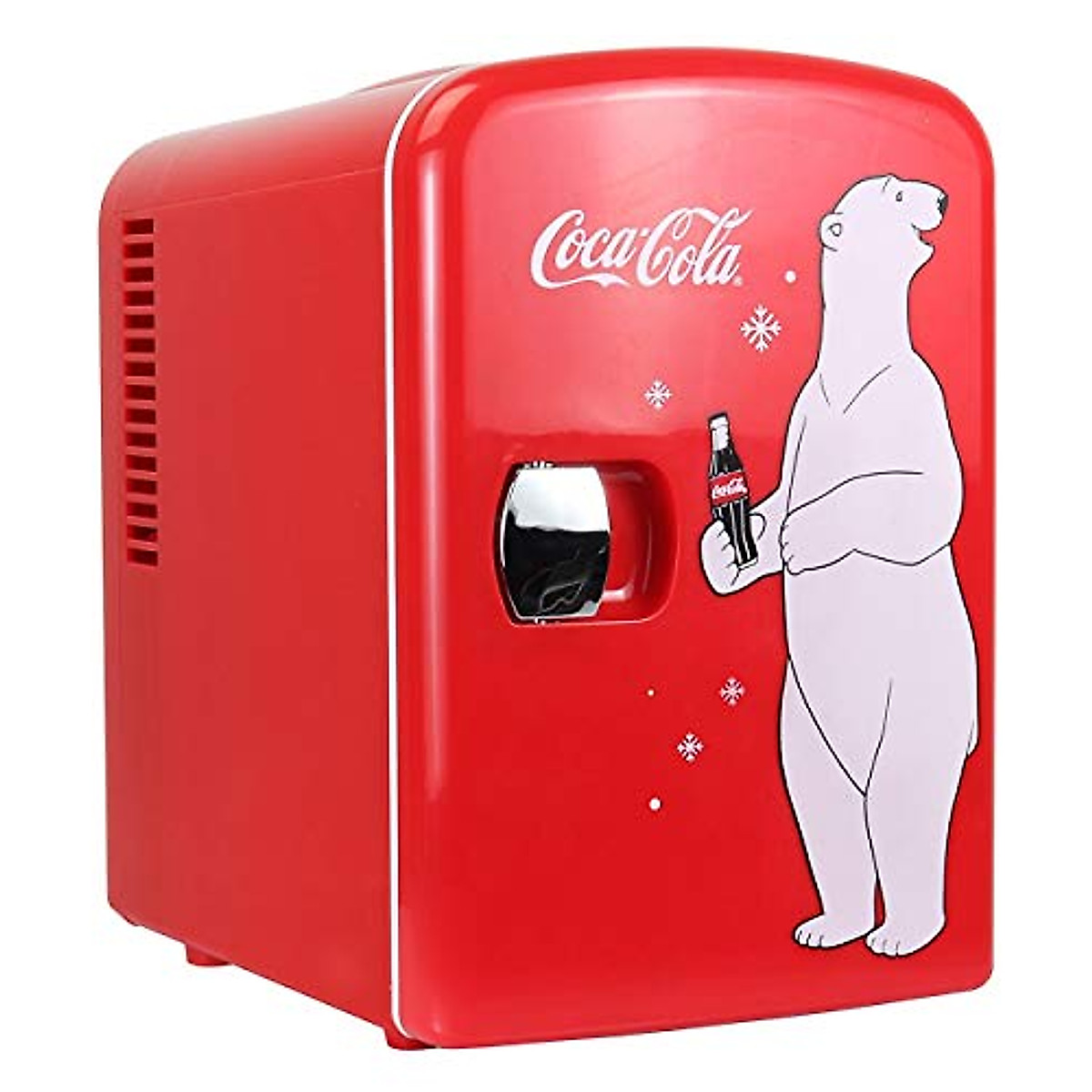 Coca-Cola 4L Portable Cooler/Warmer, Compact Personal-Travel-Fridge for Snacks Lunch Drinks Cosmetics, Includes 12V and AC Cords, Cute Desk Accessory for Home Office Dorm , Red, Polar Bear