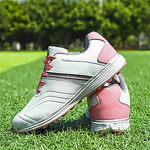 VEACAM Spikeless Golf Shoes Casual Waterproof Golf Sneakers Comfort Anti Slip Golf Footwear Outdoor Ladies Golf Footwears,Pink,7