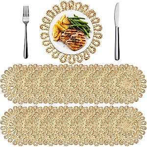 Zopeal 16 Pieces 11 Inches Woven Round Placemats Rattan Chargers Wicker Boho Placemats Natural Braided Table Mats Corn Husk Place Mats Wicker Charger Plates for Wedding(Hollow)