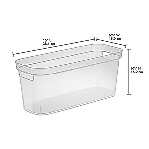 Sterilite 6.25x6.25x15 Inch Narrow Modern Storage Bin with Comfortable Carry Through Handles and Banded Rim for Household Organization, Clear (8 Pack)