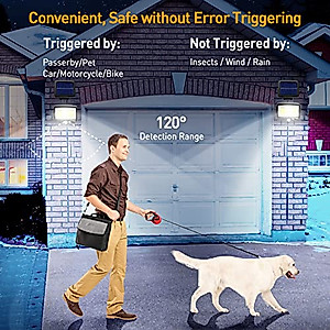 Eyesgood Solar Outdoor Lights Waterproof 2 Pack LED Solar Powered Flood Lights with Motion Sensor Dusk to Dawn Outdoor Lighting with 16.4Ft Cable for Outside Yard Porch Garden Patio Path