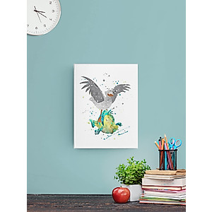 Scuttle and Flounder Print, Watercolor, Nursery Wall Poster, Holiday Gift, Kids and Children Artworks, Digital Illustration Art