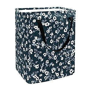 Florals Seamless Pattern Print Collapsible Laundry Hamper, 60L Waterproof Laundry Baskets Washing Bin Clothes Toys Storage for Dorm Bathroom Bedroom