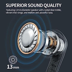 Bluetooth Earbuds, Wireless Earbuds Crystal-Clear Calls with 4 Mic, Bluetooth 5.3 High-Fidelity Stereo Earphones IPX7 Waterproof Half in-Ear Earbuds Headphones for Working Sports