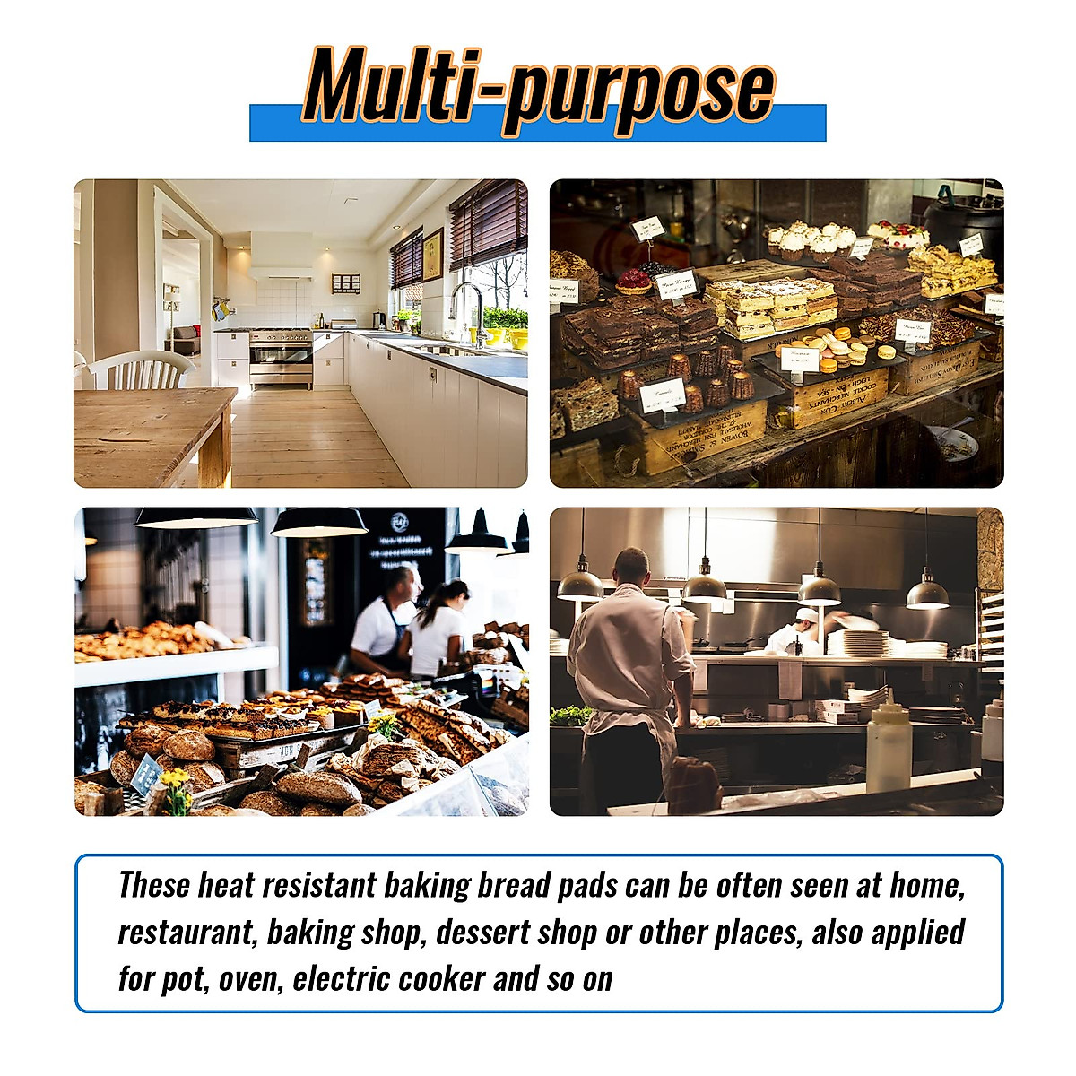 Patelai 2 Pieces Silicone Baking Mat for Dutch Oven Bread Non-stick Mat with Long Handle 8.3 Inch Reusable Silicone Baking Sheets Heat Resistant Bread Pad for Dough Pastry(Blue)