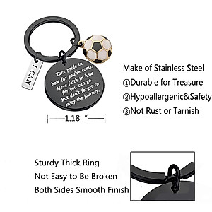 FUSTMW Soccer Keychain Sports Ball Inspirational Gifts Soccer Player Gifts for Soccer Lover (black)