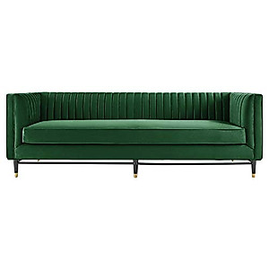 Modway Devote Channel Tufted Performance Velvet, Sofa, Emerald