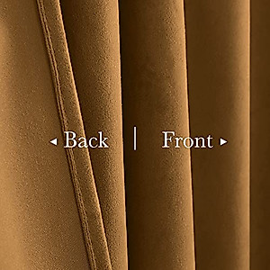 StangH Velvet Curtains 84 inches - Gold Brown Blackout Thermal Insulated Window Drapes for Living Room, Back Tab Luxury Home Decor Curtains for Bedroom Sliding Door, W52 x L84, 2 Panels