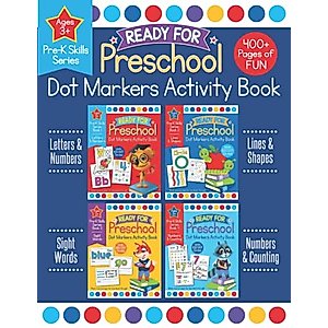Ready for Preschool Dot Markers Activity Book: Pre-K Letters Numbers Shapes Counting Workbook for Kids 3-4