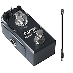 AZOR Heavy Metal Distortion Guitar Effects Pedal 3 Modes Controls with Guitar Pedal Power Cable