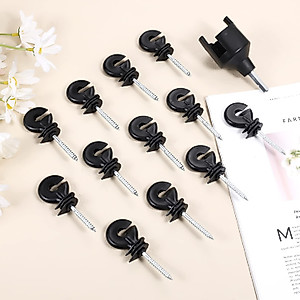 20pcs Electric Fence Insulator, Screw-in Insulator Fence Ring Post with a Insulator Socket Tool Self Tapping Wood Post Ring Insulators for Farm Animal (Black)