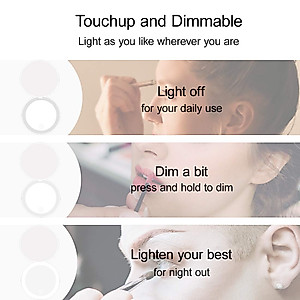 Milishow Compact Mirror with LED Light,1x/10x Magnifying Rechargeable Mirror,3.5in, Dimmable Travel Mirror for Purse,Pocket,Handheld 2-Sided Makeup Mirror (White 1Pack)