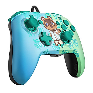 PDP REMATCH Enhanced Wired Nintendo Switch Pro Controller, Switch Lite/OLED Compatible (Animal Crossing Tom Nook - Blue/Green)