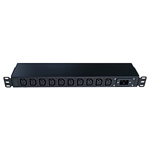 WatchfulEyE WTH-CS/PDU-C13-E (US121052E) Heavy Duty Metal 1U Rack Mount PDU, Inlet C20 20A 120/240V Open end (Without Extension Cord), Outlet C13 x10 Ports
