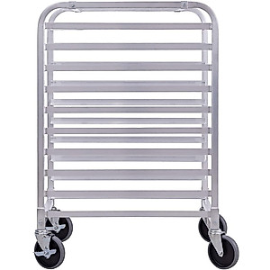 CHEFJOY 10 Sheet Aluminum Kitchen Bun Pan Sheet Rack w/Wheels 2 Lockable Home Commercial Use Bakery Cooling Rack Open Shelf