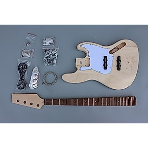 WUQIMUSC Unfinised electric Bass Guitar Kits 20 fret 34 inch Basswood body maple neck for diy