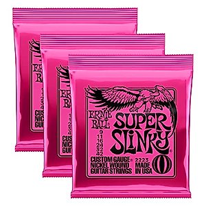 Ernie Ball 2223 Nickel Super Slinky Pink Electric Guitar Strings 3 Pack