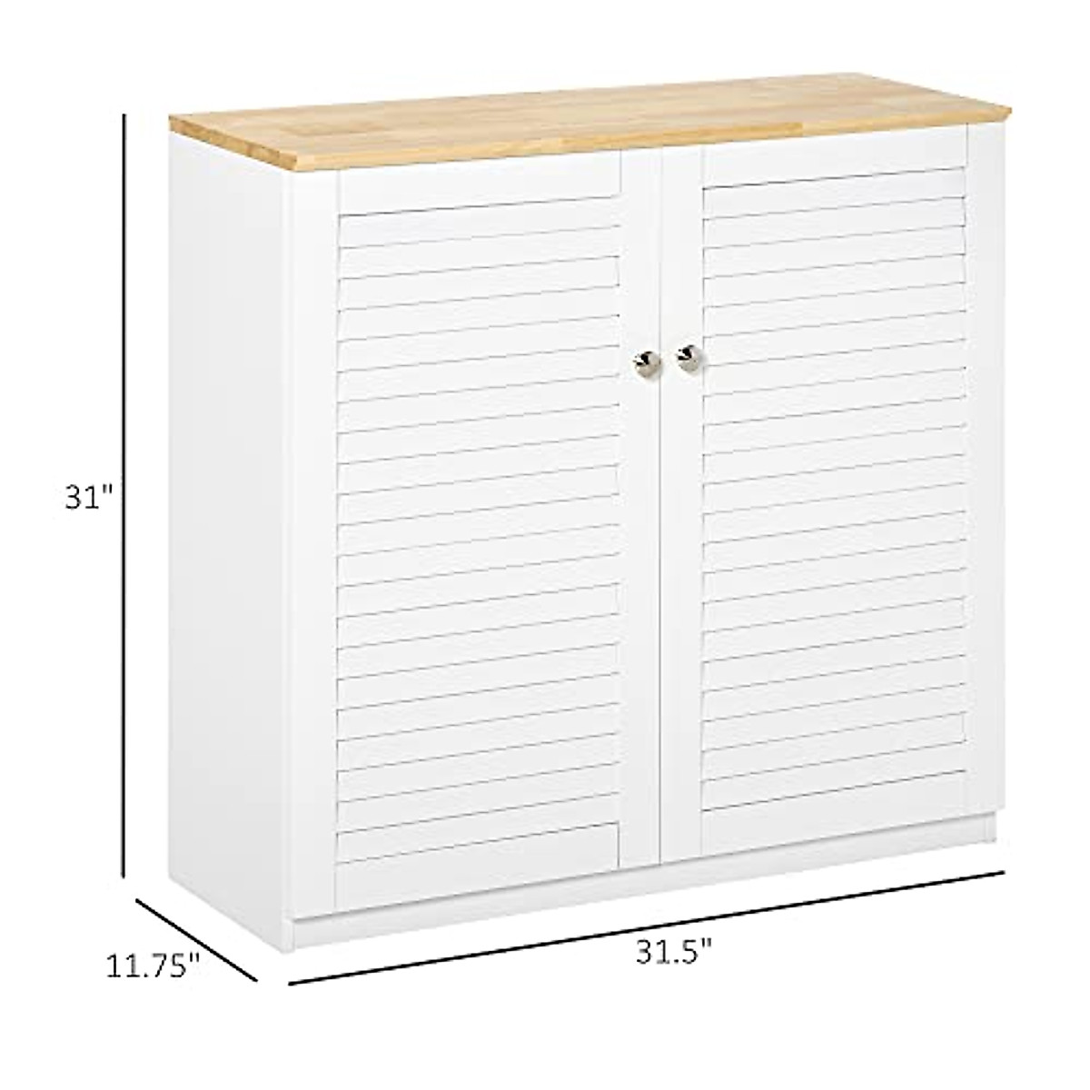 HOMCOM Sideboard Buffet Cabinet, Kitchen Cabinet, Coffee Bar Cabinet with Double Louvered Doors and Adjustable Shelf for Living Room, Hallway, White