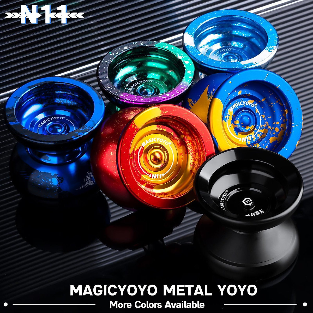 MAGICYOYO N11 Professional Unresponsive Yoyo for Kids, Pro Trick Yo Yo for Adults/Advanced, Dual Purpose Metal Yo-yo Replacement Responsive Yoyo Bearing + 12 Yo yo Strings + Storage Bag