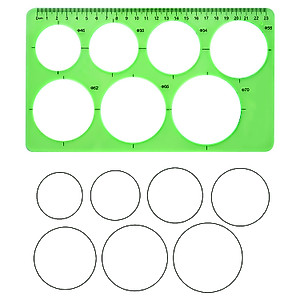 Circle Template 3 Pieces Plastic Circle and Oval Templates Measuring Templates Rulers Digital Drawing for Office and School Building Formwork Drawings Templates (Clear Green)