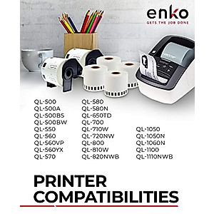enKo - Compatible for Brother DK1209 1-1/7" x 2-3/7” Labels [6 Rolls / 4800 Labels with 2 Cartridge Frame]