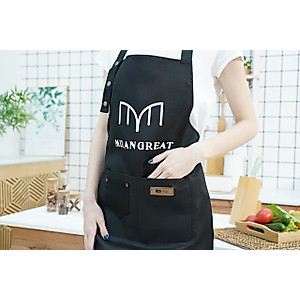 2 Pcs Black and Khaki - Waterproof Apron With Pockets - Chef - Kitchen - Cooking - Shop - Teacher - Butcher - Grilling - Barista - Baking - Teacher - Work - Men - Women - Dad - Mom - Retirement.