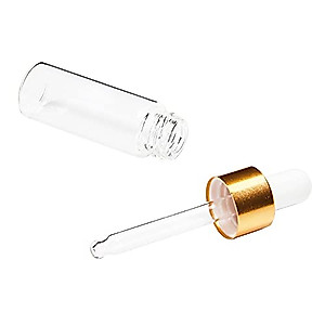 0.17 oz Clear Glass Dropper Bottles, Pipettes, Labels, Funnels (Gold, 95 Pieces)