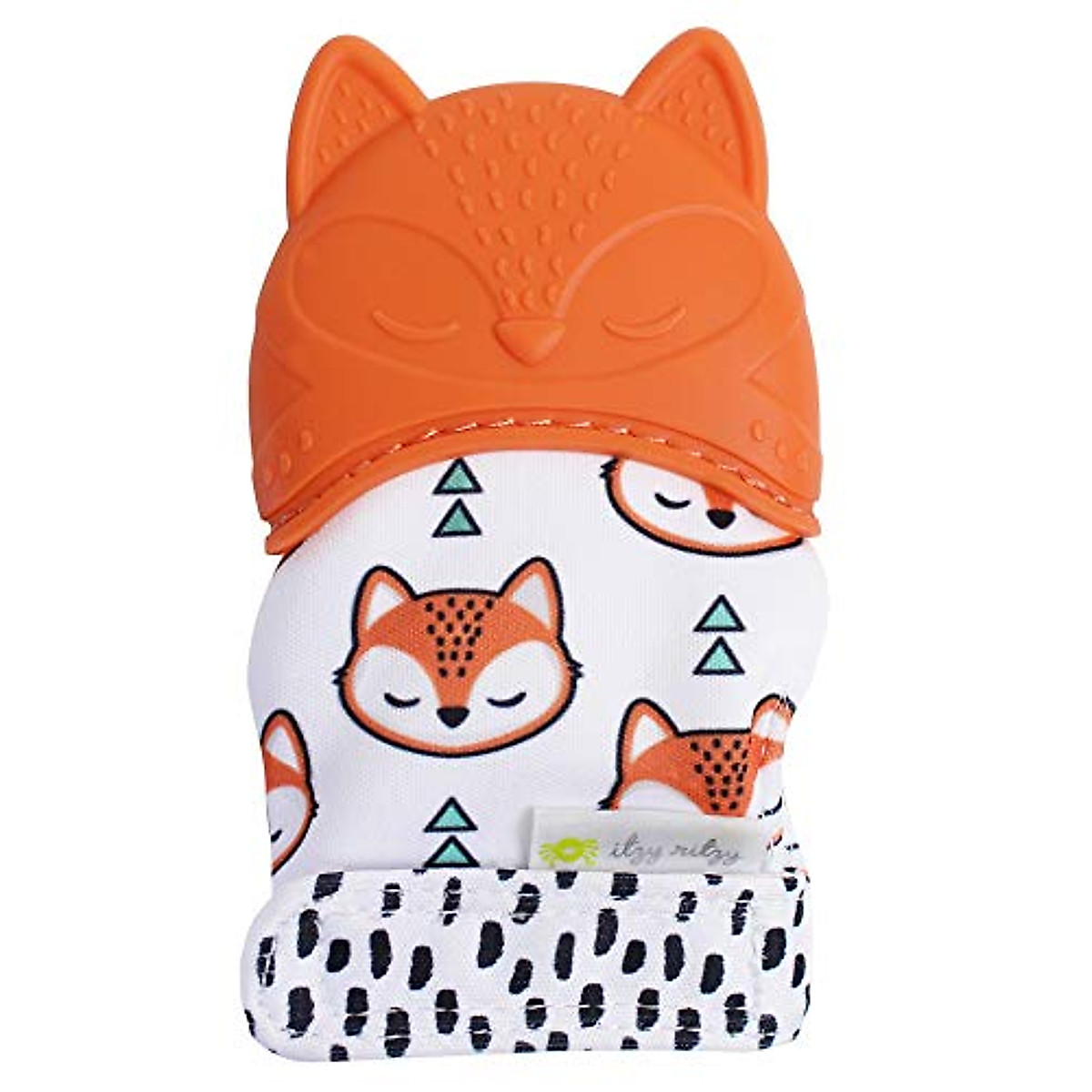 Itzy Ritzy Silicone Teething Mitt - Soothing Infant Teething Mitten with Adjustable Strap, Crinkle Sound & Textured Silicone to Soothe Sore & Swollen Gums - Baby Teething Toy For 3 Mos & Up, Fox