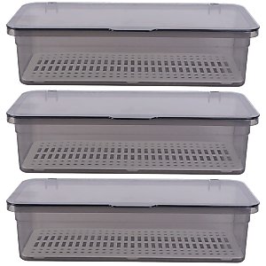 3pcs Plastic Cutlery Tray With Lid Utensil Storage Container Dinnerware Holder for Cutlery, Serving Spoons