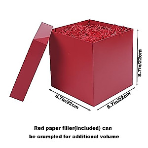 Elephant-package Medium Gift Box with Lids, Ribbon and Paper Filler, for Birthdays, Christmas, Valentine's Day， Present Packing - Collapsible, 8.7", 1 Pack, Red