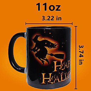 ERYUWOZA Halloween Coffee Mugs - Halloween Mug Cups -Ghost Mug Cup- Spooky Mug Cup - Witch Mug Cup - Bat Mug Cup - Fall Mug Cup, Halloween Mug Gift for Women Men, Black(11 oz)