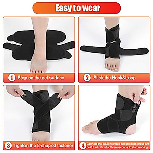MAVIS LAVEN Heating Ankle Brace, Heat Foot Drop Orthotic Brace with Adjustable 3 Level Controller for Injury Joint Recovery, Ankle Sprain Swelling, Arthritis, Strain, Fit