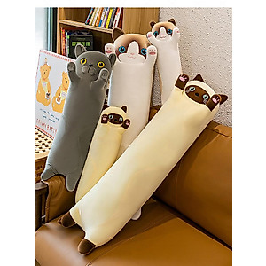 INSTITIZER Long Cat Plush Pillow Body Pillow, 43.3 Inch Cute Cat Stuffed Animals, Soft Kitten Plush Throw Pillow Long Cat Plushie for Kids Girlfriend (Grey)