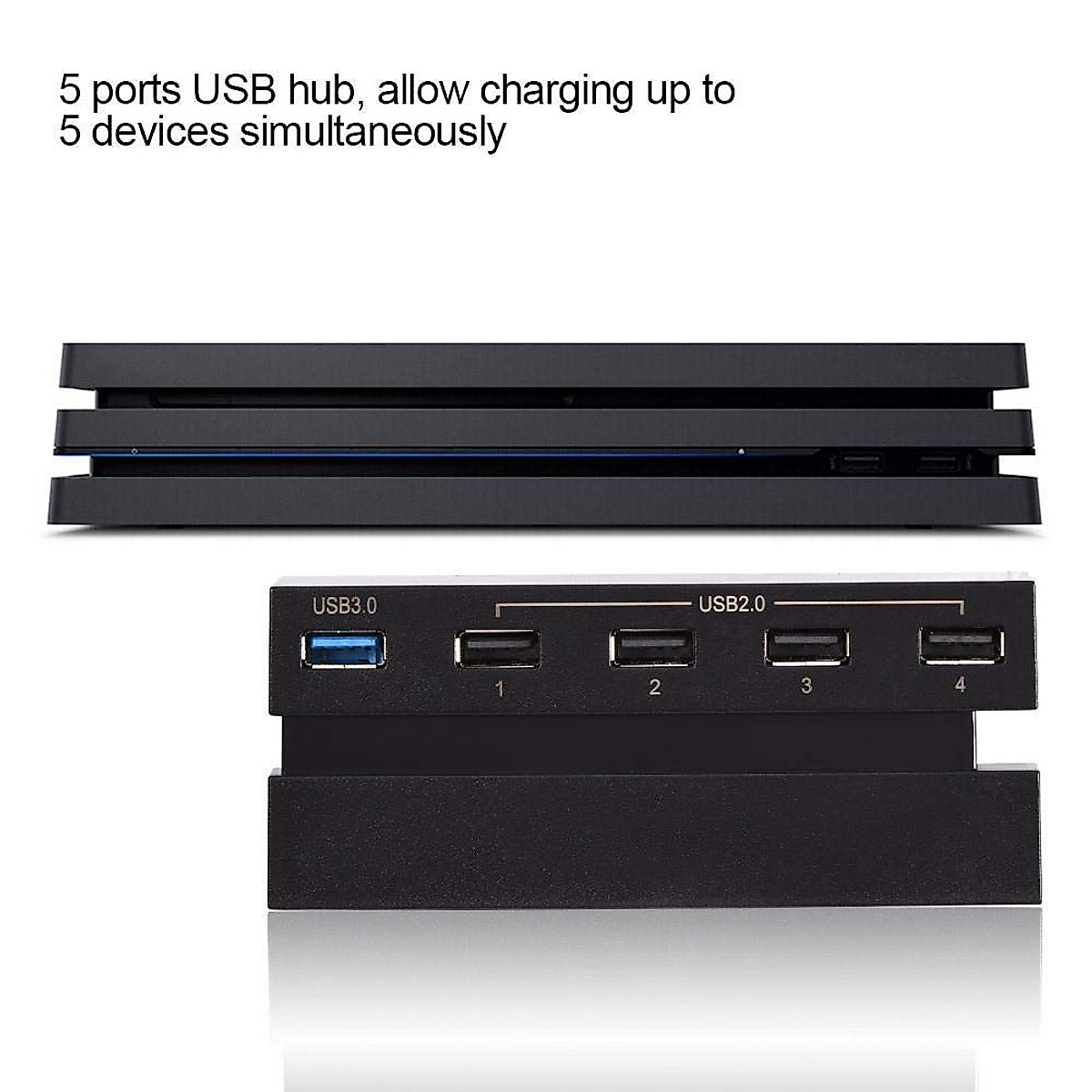 125 5 Port USB Hub for PS4, USB 3.0 2.0 High Speed Expansion Hub Charger Controller Splitter Expander Specially Designed for PS4 Game Console