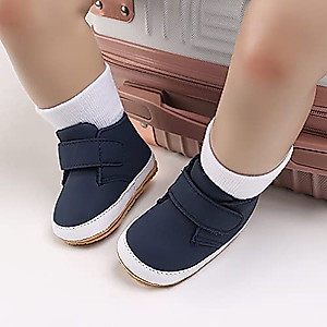 Lykmera Spring Autumn Children Baby Toddler Shoes Boys Girls Floor Sports Shoes Flat Bottom Non Slip High Hook Loop Shoes (Blue, 6-12 Months)