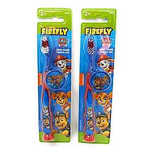 Firefly Nickelodeon Paw Patrol Kids Toothbrushes with Suction Cup and Toothbrush Cap - for Girls 3+ yrs. (2 Count (Pack of 1), Blue)